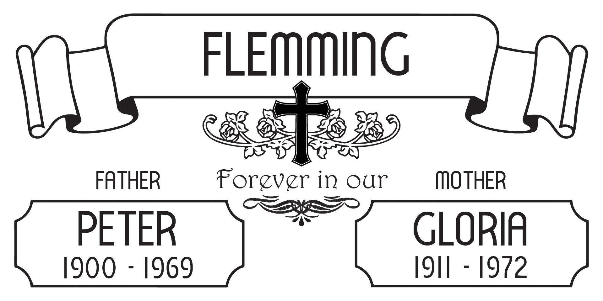 Headstone Scroll Design